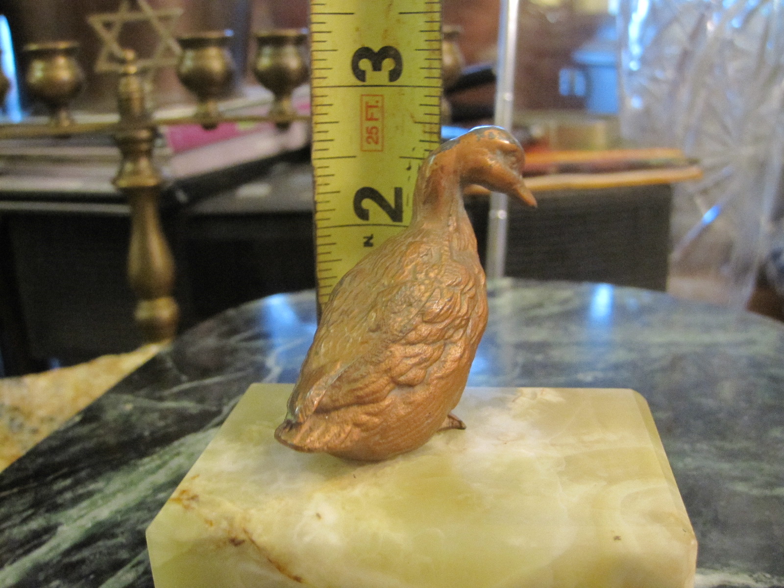 Stone & Duck Figurine, Mid Century Sculpture Paperweight A