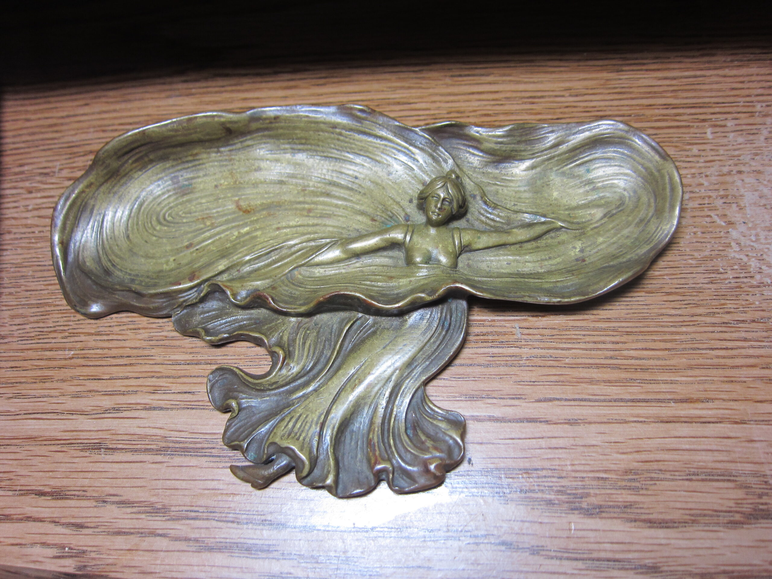 Antique Pin Tray Vintage Art Nouveau Card Receiving Tray Metal