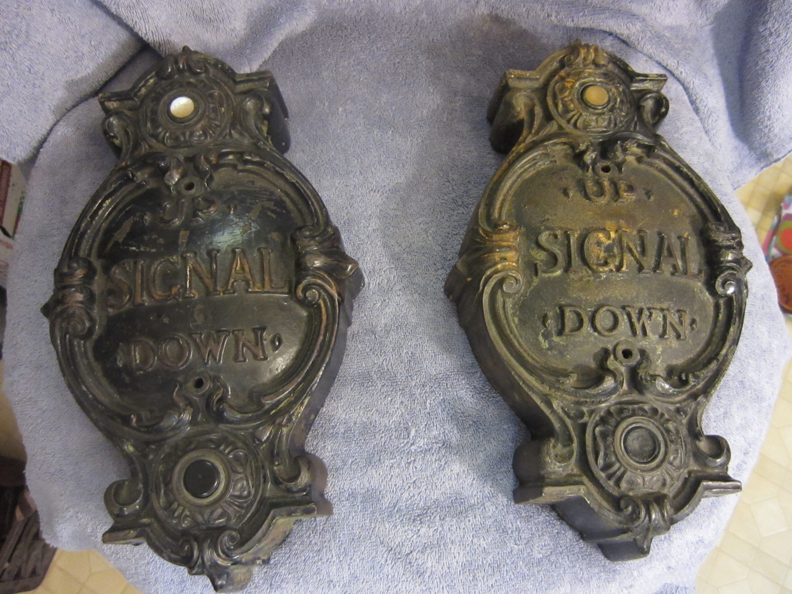 Antique Cast Iron Elevator Signal Push Button Call Boxes Salvaged