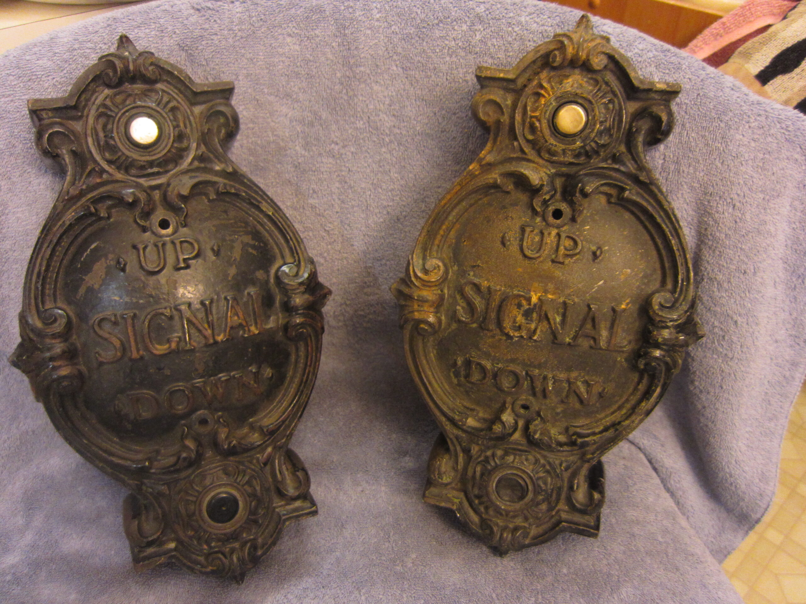 Antique Cast Iron Elevator Signal Push Button Call Boxes Salvaged