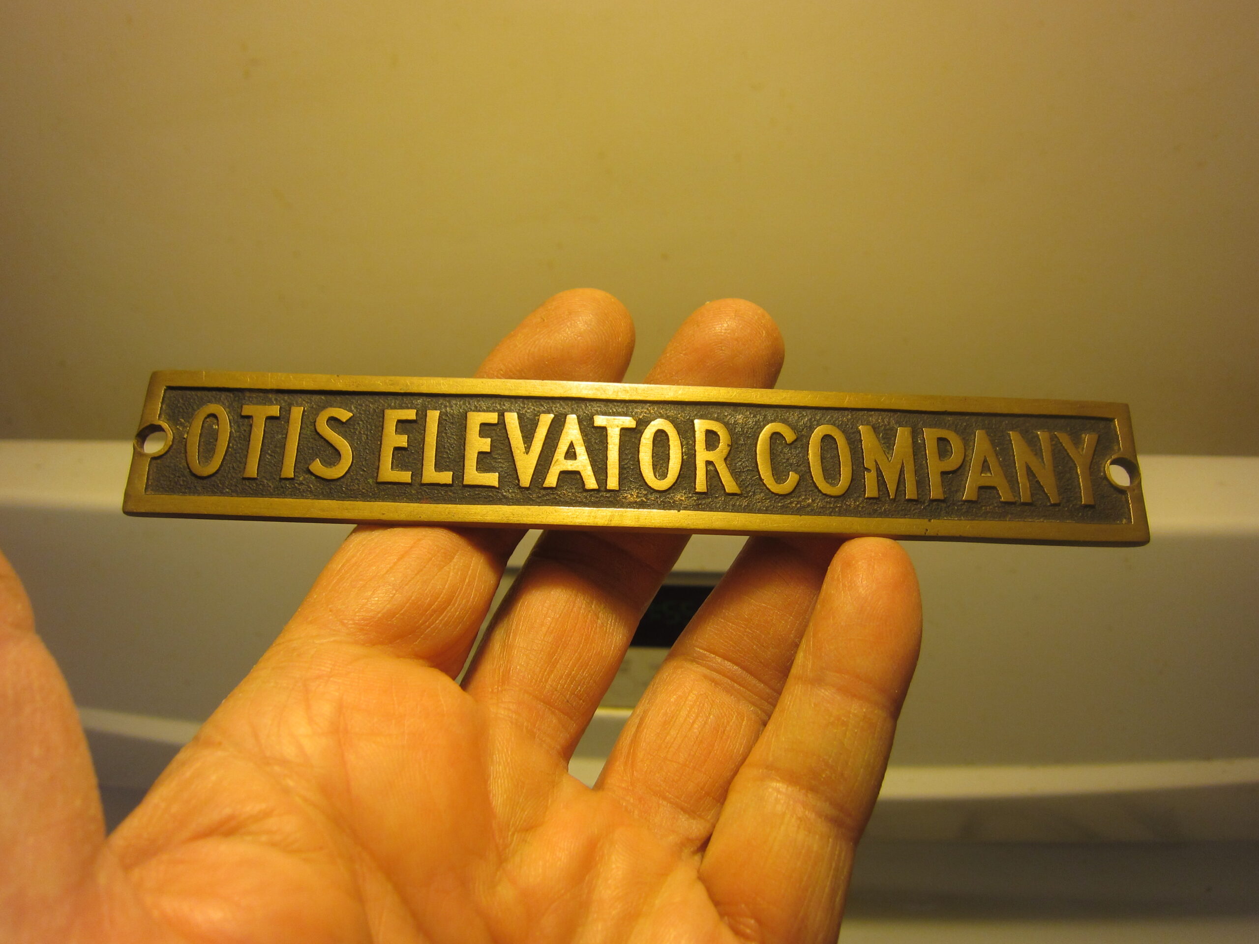 Otis Elevator Company Sign, Bronze Brass, Historic company
