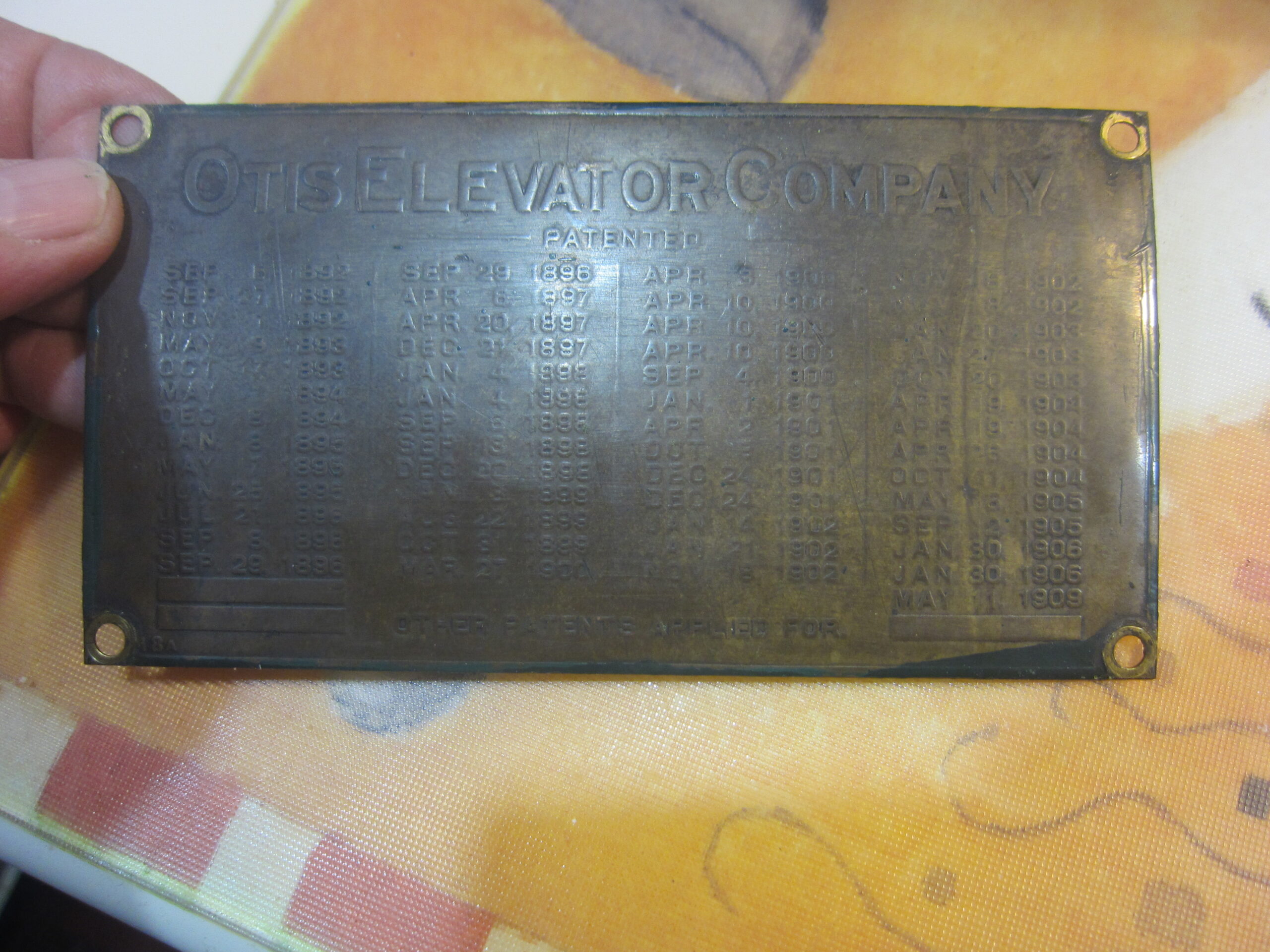 Otis Elevator Company Sign Historic Co Bronze Brass,