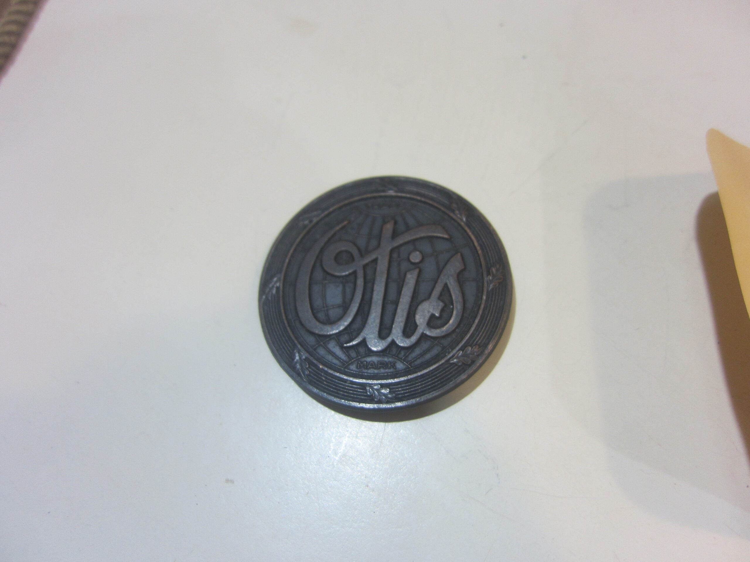 Otis Elevator Company Sign, Historic Co, Bronze Brass Otis Button