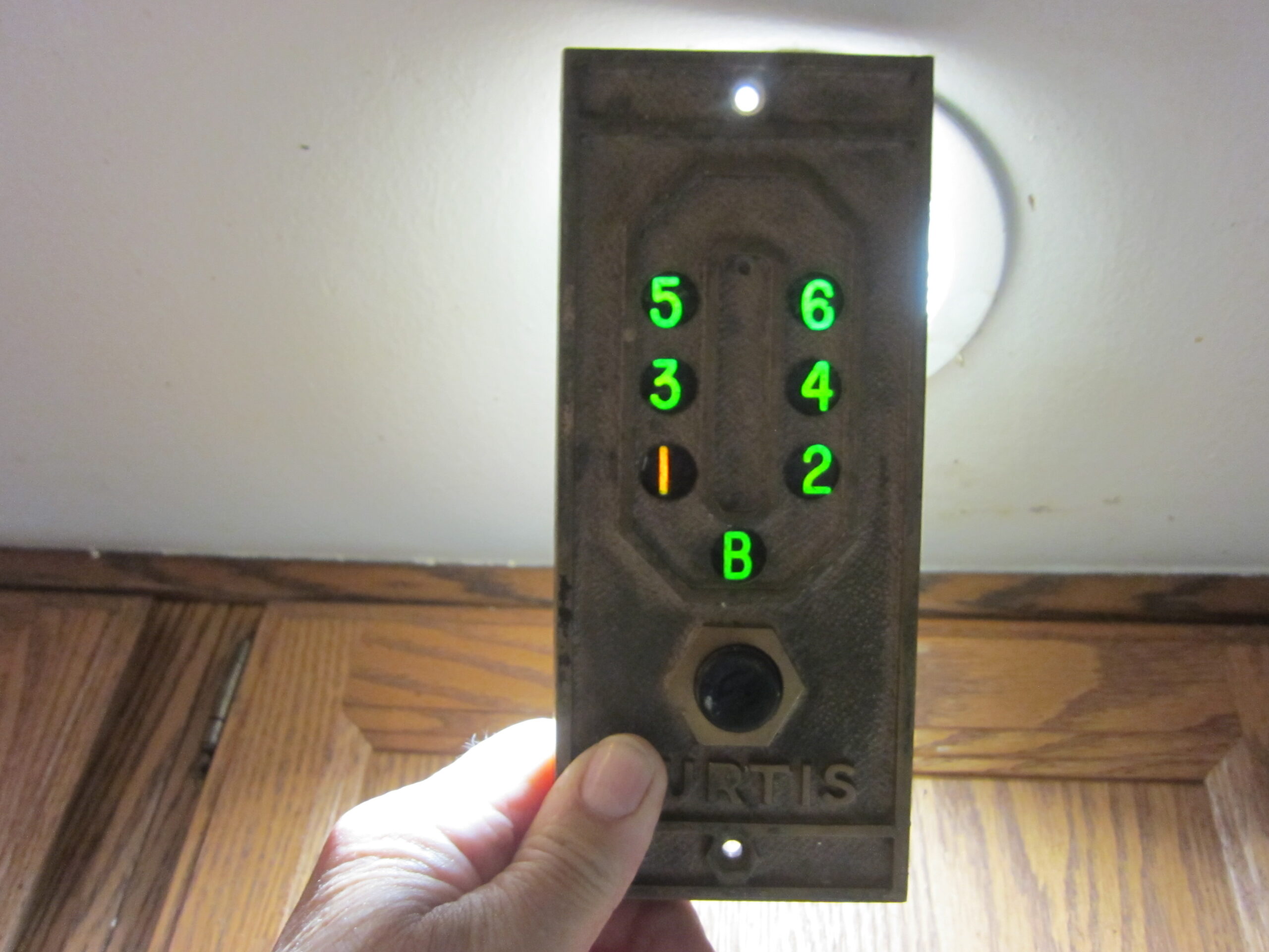Curtis Elevator Company Call Button, Bronze Elevator Car Call