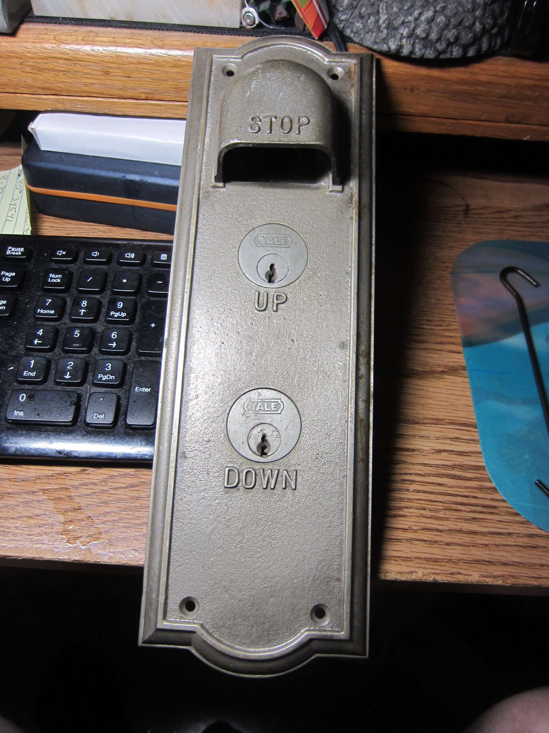 Otis Elevator Company Call Button, Historic Keyed Nickle Plated