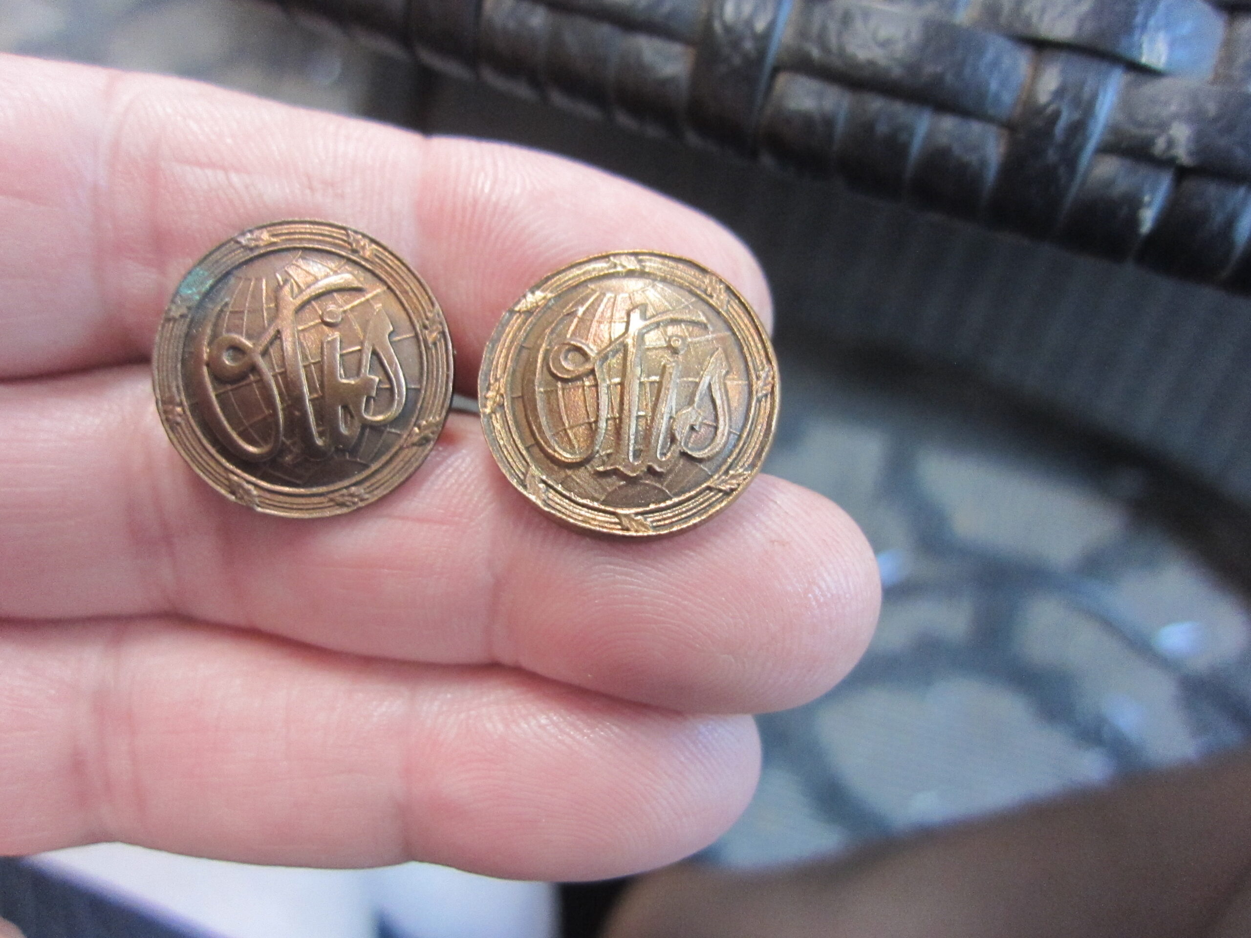 Otis Elevator Company Sign, Historic Co, Bronze Brass Otis Button