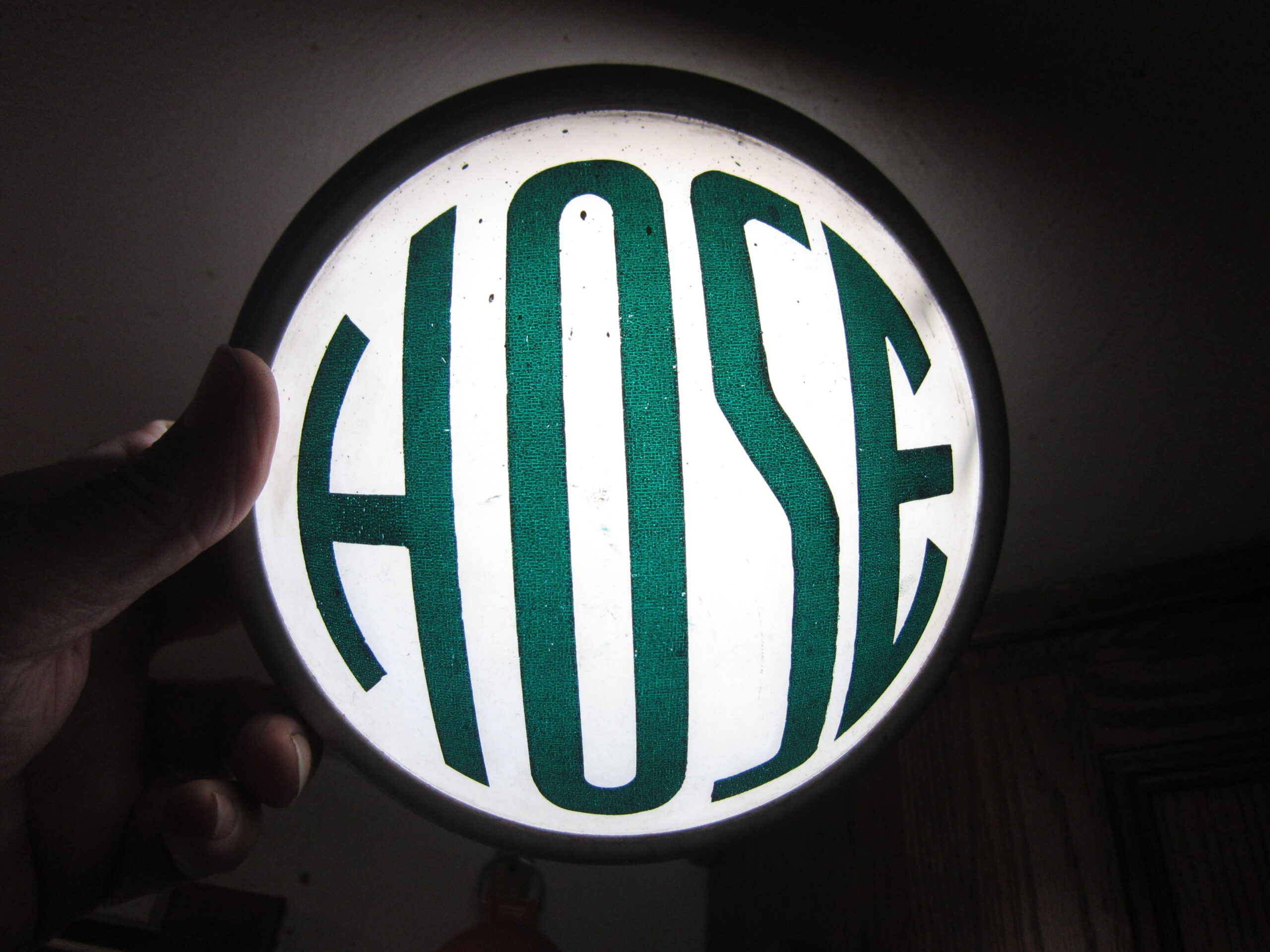 1930's Cast Brass Illuminated Wall-Mount Theater Hose Light